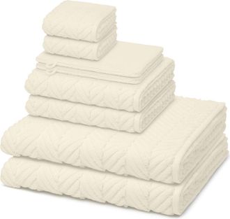 ROSS 8 teiliges Frottier-Set - Sensual Skin - Zopf-Muster (2 X Wasch- 2 X G&auml;ste- 2 X Dusch- 2 X Handtuch im Set) - 500 g/m2 - Baumwolle - Walkfrottee - sau