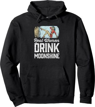 Giant Step Design Co. Real Women Drink Moonshine Funny Shine Jar Girl Pullover Hoodie