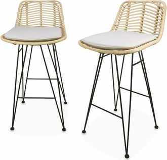 Sweeek Sweeek - 2 Barhocker Rattan und Metall, 67cm