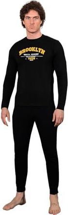 Pyrex Pyjama dhiver pour homme, pyjama homme chaud en coton Limited Edition, Art. Ppu201 Noir, L