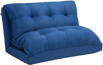 HOMCOM Homcom - Chauffeuse - matelas dappoint pliant - fauteuil convertible - inclinaison dossier réglable 13 positions - tissu lin bleu