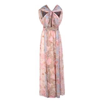 Liu Jo Femme, Robes, Multicolore, Taille: 38 FR Halterneck Floral Maxi Dress