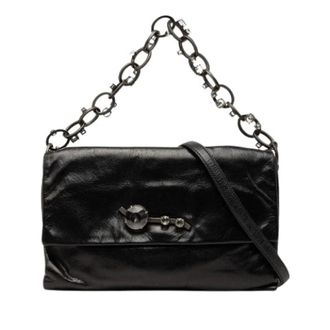 Miu Miu Pre-owned Sac bandouli&egrave;re 2-en-1 en cuir et strass - Femme - Pre-owned - Noir - Taille: ONE Size