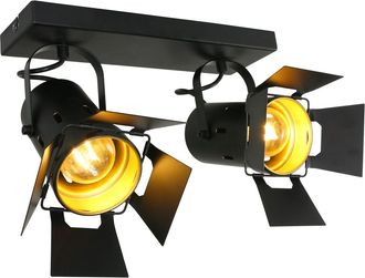 Steinhauer RETRO Decken Spot Leuchte Wohn Zimmer Studio schwarz-gold Lampe beweglich 7997ZW