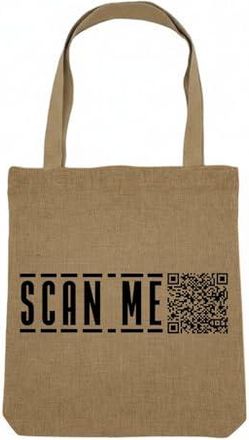 Fabulous Sac Shopping Tote Bag Aspect Lin - Scan Me QR Code - Sac de Courses Toile Epaisse 360g Beige Naturel Cabas Port&eacute; Epaule Solide Imprim&eacute; en France
