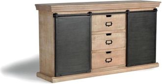 Décoration d'Autrefois Decoration D Autrefois - Buffet industriel en manguier et détails en métal noir