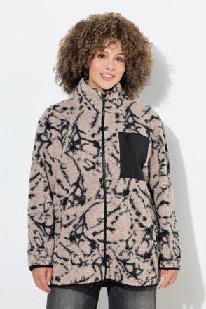 Ulla Popken Sweatjacke Teddyjacke Stehkragen elastische Kanten