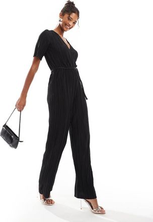 Vero Moda Plissee-Jumpsuit in Schwarz mit gewickelter Vorderseite