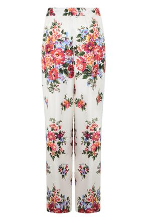 Dolce & Gabbana Womens Wide-Leg Silk Trousers White