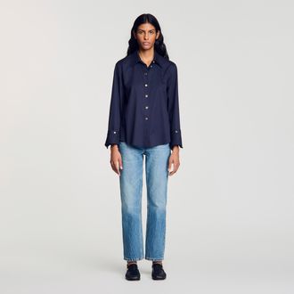 Sandro Chemise en coton &agrave; larges poignets