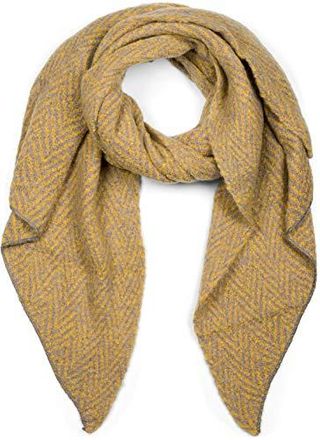 styleBREAKER &Eacute;charpe tiss&eacute;e douce pour dames avec motif en zigzag de forme asym&eacute;trique, hiver chaud, &eacute;tole 01017129, couleur:Curry-Gris