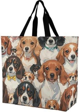 Generic Teckels Sac &Agrave; Bandouli&egrave;re R&eacute;utilisable Sacs De Courses Grand Sac Cabas Pour Plage Voyage Universit&eacute;