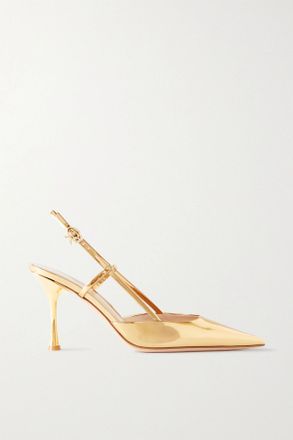 Gianvito Rossi Ascent 85 Mirrored-leather Slingback Pumps - Gold