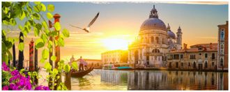 Wallario Glasbild Italienischer Sommerabend - 50 x 125 cm Wandbilder Glas in Premium-Qualit&auml;t: Brillante Farben, freischwebende Optik