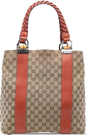 Gucci Shopper - Large GG Canvas Bamboo Libeccio Tote - Gr. unisize - in Braun - für Damen