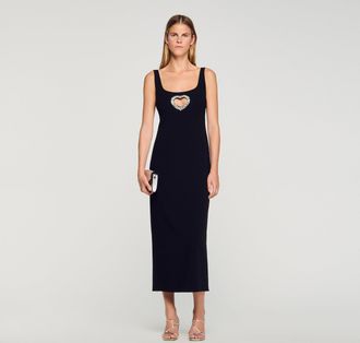 Sandro Langes Kleid mit Strassherz