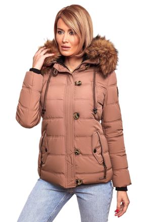 Navahoo warme Damen Winter Stepp Jacke Teddyfell Winterjacke Parka Mantel B831 [B831-Zoj-Terracotta-Gr.S]