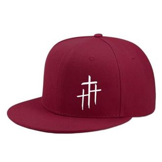 Generic Casquette de baseball imprim&eacute;e Hip Hop pour homme - Style cor&eacute;en Skate Hat pour Streetwear, Rouge bordeaux/blanc, Taille unique
