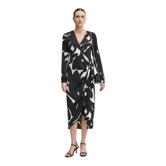 DKNY Dkny, Femme, Robes, Noir, Taille: 32 FR Robe Mi-longue Imprim&eacute; Abstrait
