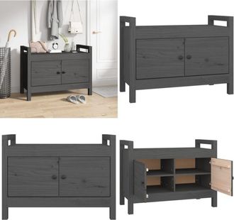 vidaXL Vidaxl - Flurbank Grau 80x40x60 cm Massivholz Kiefer - Holzbank - Flurbank - Eingangstisch - Schuhschrank - Aufbewahrungsbox - Home & Living