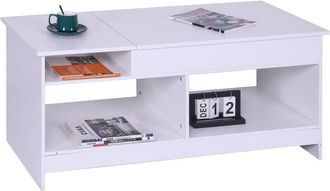 Relaxdays Relaxdays Couchtisch aufklappbar, HBT: 50x110x50 cm, Wohnzimmertisch mit Stauraum, zus&auml;tzliche Ablagefl&auml;che, wei&szlig;