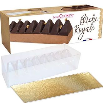 ScrapCooking Kit B&ucirc;che Royale - Kit P&acirc;tisserie No&euml;l avec Moule, Support & Boite de Transport - Forme Triangulaire - Moule B&ucirc;che avec Recette B&ucirc;che Chocolat - 1938
