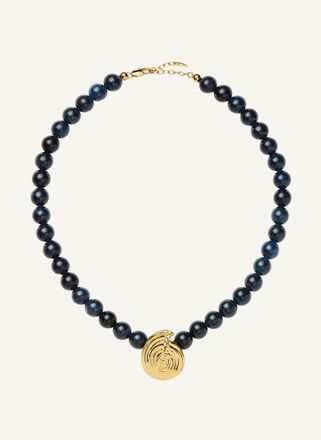 Missoma Missoma Halsketten Spiral Gemstone Beaded Pendant Necklace By Glambou gold