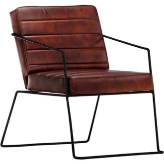 vidaXL vidaXL Fauteuil Marron fonc&eacute; Cuir v&eacute;ritable