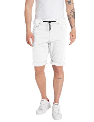 Replay Herren Jeans Shorts Djovic Sport-Fit X-Lite Plus, Optical White 001 (Weiß), 38