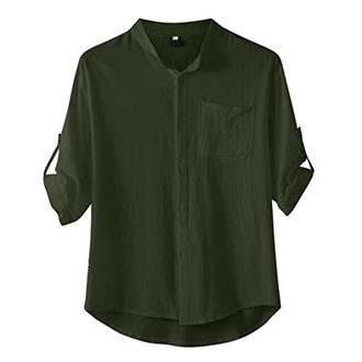 Generic Hauts d&eacute;contract&eacute;s pour hommes, chemise &agrave; col rabattable, d&eacute;contract&eacute;, solide, demi-manches, chemisier en coton, chemise tendance, chemises pour homme