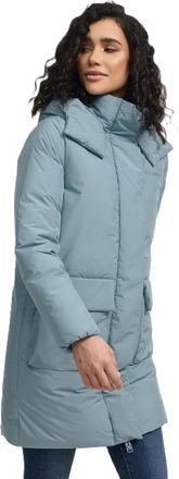 Marikoo Damen Winterjacke (S-3XL) - zum Teil mit Magnetverschluss, länger geschnitten, große Kapuze, Warme Jacke Frauen - N023 (XL, Powder-Blue)