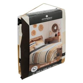 Atmosphera Atmosphera - Parure de lit imprimée Hana - Percale - Jaune Ocre - 260x240 cm