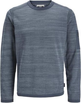 Jack & Jones Jcomace Knit Crew Neck SMU Pull en Tricot, Bleu Marine/détails : mélangé, XL Homme