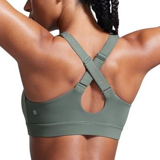 CRZ YOGA Femmes Butterbreeze Dos Croisé Col en V Bretelles Réglables Soutien-Gorge de Sport Sauge Grise 42