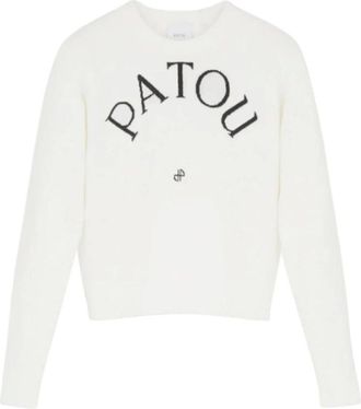 Patou Femme, Pulls, Blanc, Taille: 42 FR Pull Blanc avec Logo Jacquard