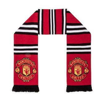 Manchester United FC - Strickschal - Offizielles Merchandise - Geschenk f&uuml;r Fu&szlig;ballfans - Jacquard-Muster - Rot gestreift