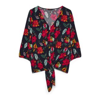 Fiorella Rubino Femme, Blouses et Chemises, Bleu, Taille: 56 FR Blouse imprim&eacute; fleuri en viscose avec
