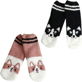 Yarnow 2paires Chaussettes Hiver Polaire Corail Chaussettes Chaudes Et Moelleuses Pour Maison Lot