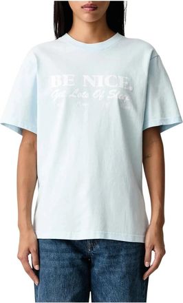 Sporty & Rich Be Nice T-Shirt - - Tops - Damen - Blau - S