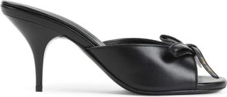 Miu Miu Hohe Schuhe - Open-Toe Black Lamb Leather Slippers With Bow Deta - Gr. 37,5 (EU) - in Schwarz - f&uuml;r Damen