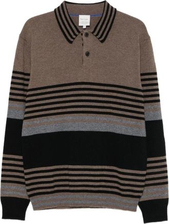 Paul Smith Polo en cachemire ray&eacute; - Homme - Pulls - Brun - Taille: L