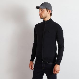 Eden Park Cardigan Noir Zipp&eacute; En Coton Old Ref Pp