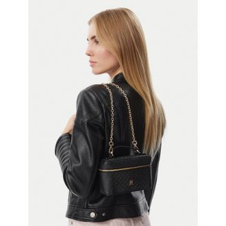 Tommy Hilfiger Handtasche Tommy Hilfiger Th Icon Chain Vanity Bag Mono AW0AW19021 Schwarz