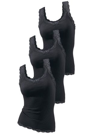 H.I.S Damen Tops mit Spitze, 3er Pack, schwarz
