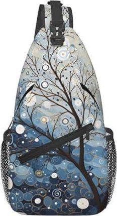 Generic Sacoche Homme Bandouliere Motif darbre artistique Durable Sac De Poitrine Casual Crossbody Bag pour Camping &eacute;cole Cyclisme
