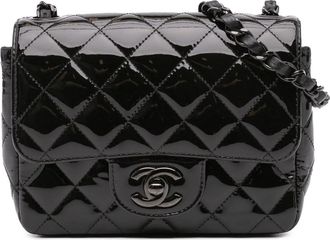 Chanel Hobo Bags - Mini Square Classic Patent So Black Single Flap - Gr. unisize - in Schwarz - für Damen