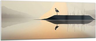 Arttor Panorama Bilder auf Glas Vogel Landschaft Minimalismus Glasbild 140x50cm Wandbilder Dekoration Wohnzimmer Schlafzimmer Küche Groß XXL Wanddeko Bild im