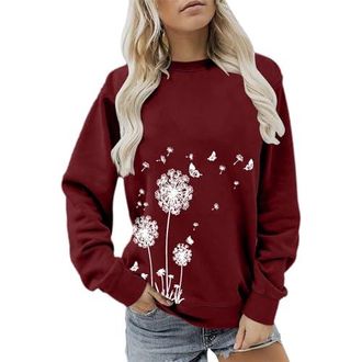 Generic Sweat-shirts pour femme - Imprim&eacute; graphique britannique - Haut surdimensionn&eacute; - Col rond - Manches longues - Automne - Hiver - D&eacute;contract&eacute; - Confortab