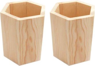 STOBOK 10 St&uuml;ck Stifthalter Aus Kiefernholz, Pine Stifthalter Stift Organizer, Mini Schreibtisch Organizer, Holz Geometrischer F&uuml;r B&uuml;romaterial