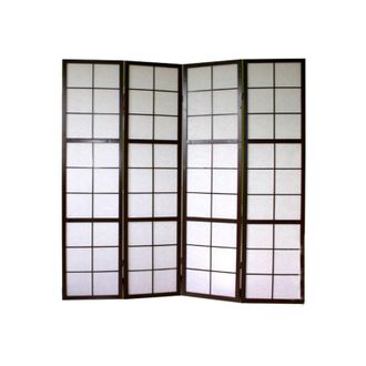 PEGANE Pegane - Paravent japonais Shoji en bois noir de 4 pans